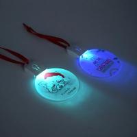 China Sublimation Christmas Ornaments Personalized Glow In Dark Round Sublimation Blanks LED Acrylic Light USB Charger And Battery for sale