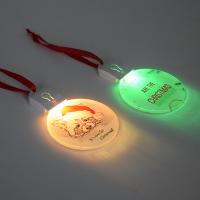 China Sublimation Christmas Ornaments Personalized Glow In Dark Round Sublimation Blanks LED Acrylic Light USB Charger And Battery for sale