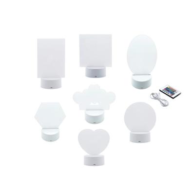China Sublimation Blank LED Acrylic Night Light Photo Frame Ornament For Home Office for sale