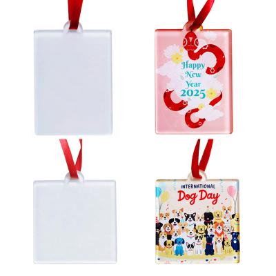 China Sublimation Blank Acrylic Car Hanging Pendant Diy Printing Acrylic Christmas Decoration Blank Acrylic Ornaments for sale