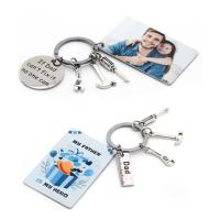 China Diy Custom Father'S Day Keychain Sublimation Daddy Photo Keyring for sale