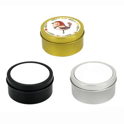China Sublimation Blank Metal Round Tin Box Metal Candle Jar Customized Printing Gift Metal Box for sale