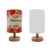 China Personalized Wood Base Desktop Sublimation USB Night Lamp Light With Printable PET Film For DIY Printing for sale