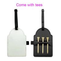 China Blank PU Leather Sublimation Golf Tee Bag Tag Blanks Father'S Day Gift Custom Leather Golf Tee Holder for sale