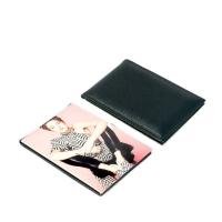China Personalized Mini PU Leather Makeup Mirror Sublimation Makeup Mirror Blanks Portable Sublimation Pocket Mirror for sale