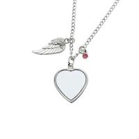 China Sublimation Memorial Ash Necklace With Birthstone Personalized Logo Heart Wing Cremation Necklace For Ashes for sale