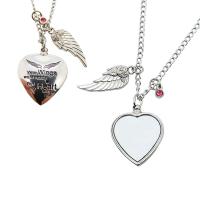 China Sublimation Memorial Ash Necklace With Birthstone Personalized Logo Heart Wing Cremation Necklace For Ashes for sale