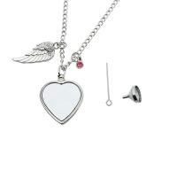 China Sublimation Memorial Ash Necklace With Birthstone Personalized Logo Heart Wing Cremation Necklace For Ashes for sale