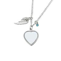 China Sublimation Memorial Ash Necklace With Birthstone Personalized Logo Heart Wing Cremation Necklace For Ashes for sale