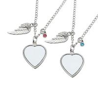China Sublimation Memorial Ash Necklace With Birthstone Personalized Logo Heart Wing Cremation Necklace For Ashes for sale