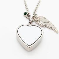 China Sublimation Memorial Ash Necklace With Birthstone Personalized Logo Heart Wing Cremation Necklace For Ashes for sale
