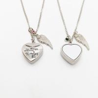 China Sublimation Memorial Ash Necklace With Birthstone Personalized Logo Heart Wing Cremation Necklace For Ashes for sale