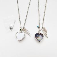 China Sublimation Memorial Ash Necklace With Birthstone Personalized Logo Heart Wing Cremation Necklace For Ashes for sale