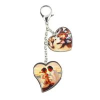 China Double Hearts Sublimation Keychain Blanks Personalized Zinc Alloy Bag Buckles for sale