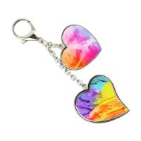 China Double Hearts Sublimation Keychain Blanks Personalized Zinc Alloy Bag Buckles for sale