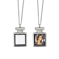 China Creative Double Sided Printing Perfume Bottle Sublimation Necklace Blanks Gold And Silver Color for sale