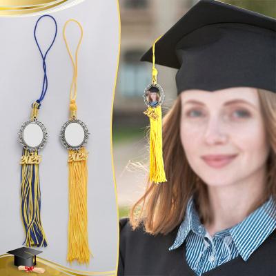 China Double Sided Printing Sublimation Graduation Tassel Photo Charm For Graduation Cap Custom Graduation Tassel Charms for sale