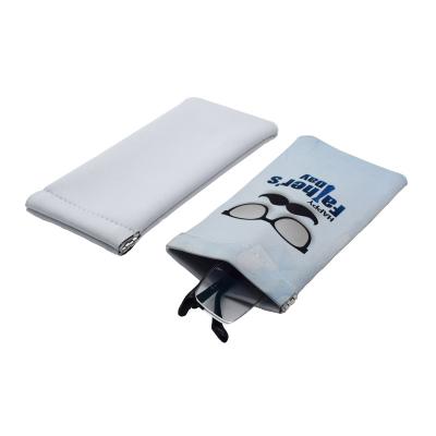 China Double Sided Sublimation Neoprene Glasses Bag Snap Fastener Custom Logo Soft Portable Folding Eyewear Pouch Blank Glasses Case for sale