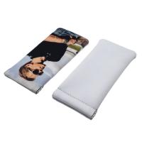 China Double Sided Sublimation Neoprene Glasses Bag Snap Fastener Custom Logo Soft Portable Folding Eyewear Pouch Blank Glasses Case for sale