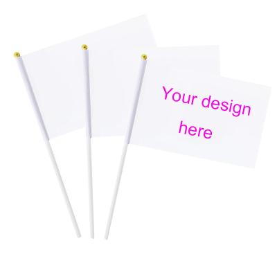 China Custom Sublimated Flags Double Sided White Polyester Sublimation Hand Flag Blanks for sale
