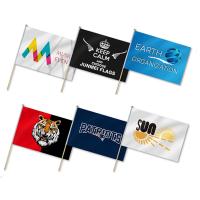 China Custom Sublimated Flags Double Sided White Polyester Sublimation Hand Flag Blanks for sale