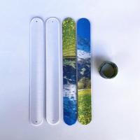 China Promotional Gift Double Sided Sublimation Popping Circle DIY Steel Plate Curved Wristband for sale