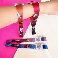 China Custom Event Festival Party Ribbon Satin Fabric One Time Use Brands Blank Sublimation Wristbands Bracelets for sale