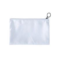 China Blank White Polyester Peach Skin Sublimation Makeup Bag DIY Coin Bag Zipper Pencil Bag for sale