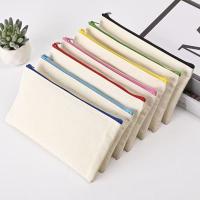China Sublimation Blank Linen Zipper Canvas Pencil Bag Makeup Bag Toiletry Bag Storage Bag Canvas Bag Portable Pencil Case for sale