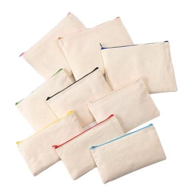 China Sublimation Blank Linen Zipper Canvas Pencil Bag Makeup Bag Toiletry Bag Storage Bag Canvas Bag Portable Pencil Case for sale