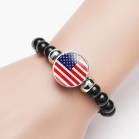 China Sublimation Blank Black Stretchy Elastic Band Glass Bead Bracelet Country Flag Bracelet Palestine Lives Beaded Bracelet for sale