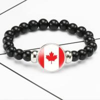 China Sublimation Blank Black Stretchy Elastic Band Glass Bead Bracelet Country Flag Bracelet Palestine Lives Beaded Bracelet for sale
