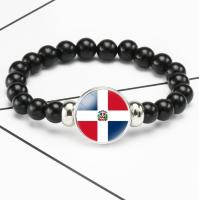 China Sublimation Blank Black Stretchy Elastic Band Glass Bead Bracelet Country Flag Bracelet Palestine Lives Beaded Bracelet for sale