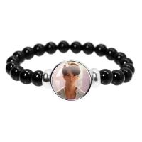 China Sublimation Blank Black Stretchy Elastic Band Glass Bead Bracelet Country Flag Bracelet Palestine Lives Beaded Bracelet for sale