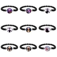 China Sublimation Blank Black Stretchy Elastic Band Glass Bead Bracelet Country Flag Bracelet Palestine Lives Beaded Bracelet for sale