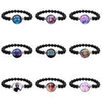 China Sublimation Blank Black Stretchy Elastic Band Glass Bead Bracelet Country Flag Bracelet Palestine Lives Beaded Bracelet for sale