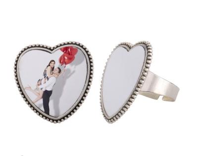China Heart Silver Sublimation Ring Blanks Custom Finger Ring Jewelry Women Gifts Promotion for sale