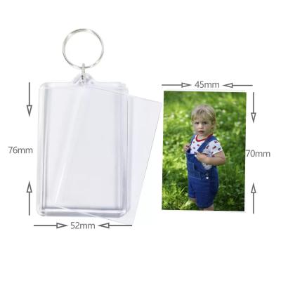 China Sublimation Blank Acrylic Keychain Custom Picture Insert Clear Plastic Acrylic Photo Frame Keychain for sale