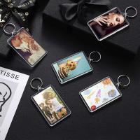 China Sublimation Blank Acrylic Keychain Custom Picture Insert Clear Plastic Acrylic Photo Frame Keychain for sale