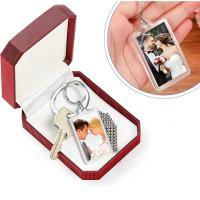 China Sublimation Blank Acrylic Keychain Custom Picture Insert Clear Plastic Acrylic Photo Frame Keychain for sale
