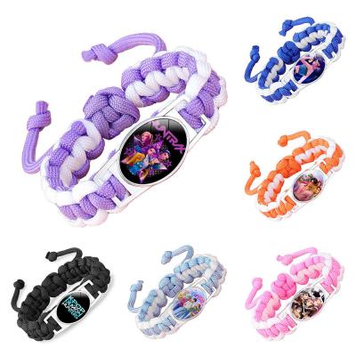 China Sublimation KPOP Group Woven Bracelet Diy Custom Anime-Themed Crystal Inlaid Colorful Adjustable Wristband for sale