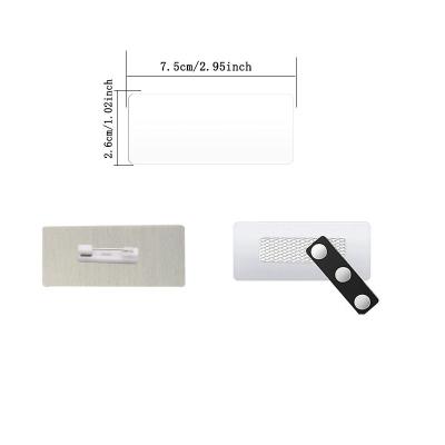 China Coated Sublimation Aluminum Name Tag Custom Print Name Badge Pin Clips for sale