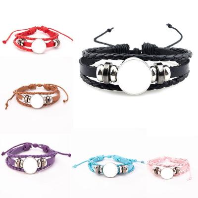 China Valentine's Gift Jewelry Leather Cuff Bracelet Handmade Jewelry Men and Women Sublimation Leather Bracelet for sale