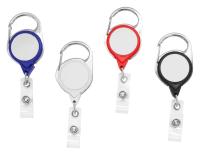 China Fancy Carabiner Sublimation badge reels retractable Yoyo Reel Clip With PVC ID Strap For Employee Badge Holding for sale