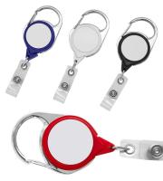 China Fancy Carabiner Sublimation badge reels retractable Yoyo Reel Clip With PVC ID Strap For Employee Badge Holding for sale