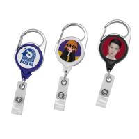 China Fancy Carabiner Sublimation badge reels retractable Yoyo Reel Clip With PVC ID Strap For Employee Badge Holding for sale