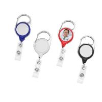 China Fancy Carabiner Sublimation badge reels retractable Yoyo Reel Clip With PVC ID Strap For Employee Badge Holding for sale