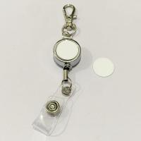 China Anti-Loss Sublimation Blank Metal Retractable Keychain Diy Custom ID Badge Holder With Telescopic Rope for sale