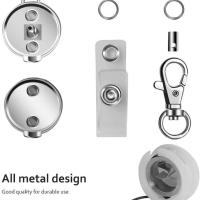 China Anti-Loss Sublimation Blank Metal Retractable Keychain Diy Custom ID Badge Holder With Telescopic Rope for sale