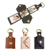 China Personalized Photo Keyring Foldable Sublimation Leather Keychain Photo Album with Three Printable Aluminum Sheet for sale
